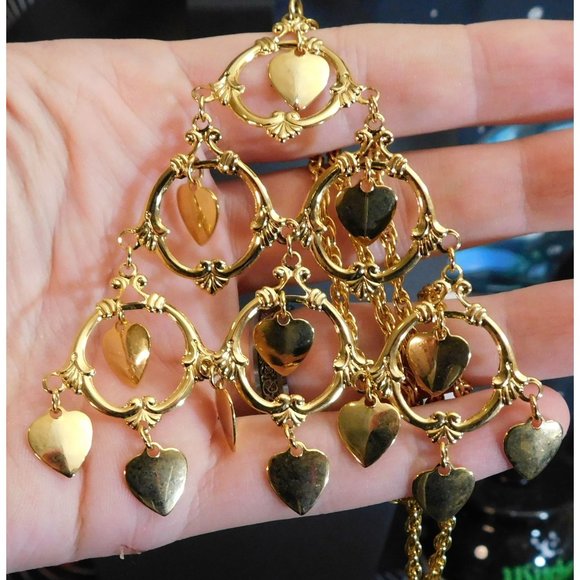 Jewelry | Gold Heart Pyramid Necklace | Poshmark